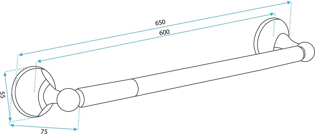 Rea Rea, jednoramenný věšák na ručníky 60cm 332870A, černá matná, REA-06926