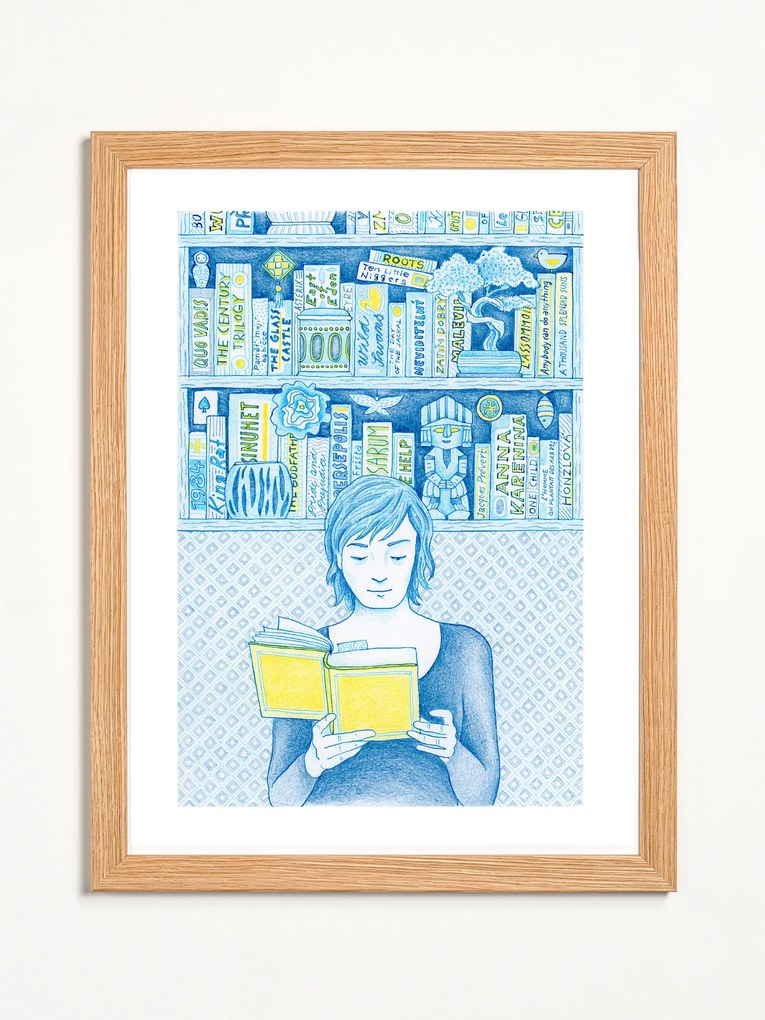 Barbora Brůnová | Čtenářka Rám: Bílý, Velikost: 60 x 40 cm