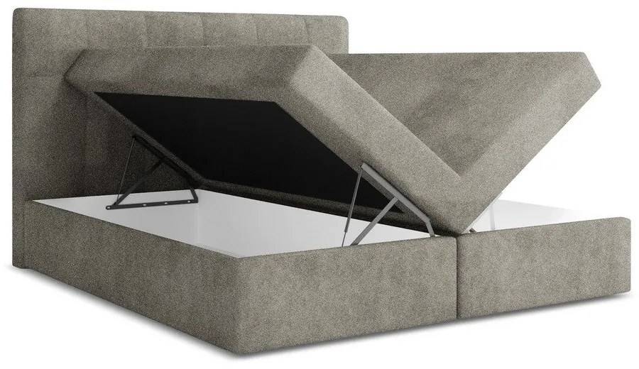 Šedá boxspring postel s úložným prostorem 160x200 cm Palta – Makamii