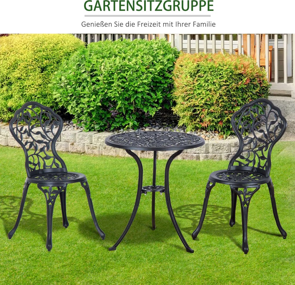 Outsunny Bistro set pro 2 osoby Balkonový nábytek set bistro stůl se 2 židlemi černý