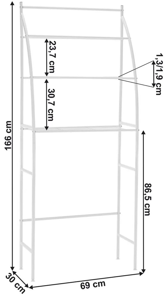Regál nad pračku VIMERA, bílá