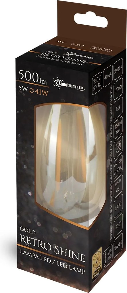 Toolight - LED žárovka E-14 230V 5W Edison 14458, teplá, OSW-05701