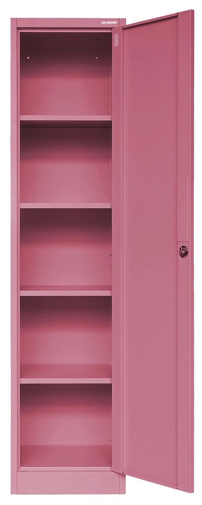 Úzká kancelářská skříň ALEX, 450 x 850 x 400 mm, Fresh Style: pudrově růžová