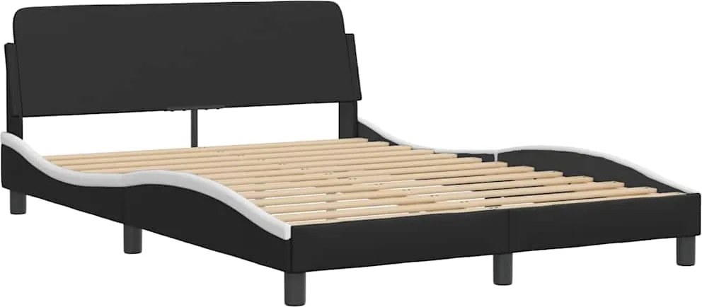 Rám postele bez matrace Hvar černý a bílý 120 x 200 cm umělá kůže 3207993