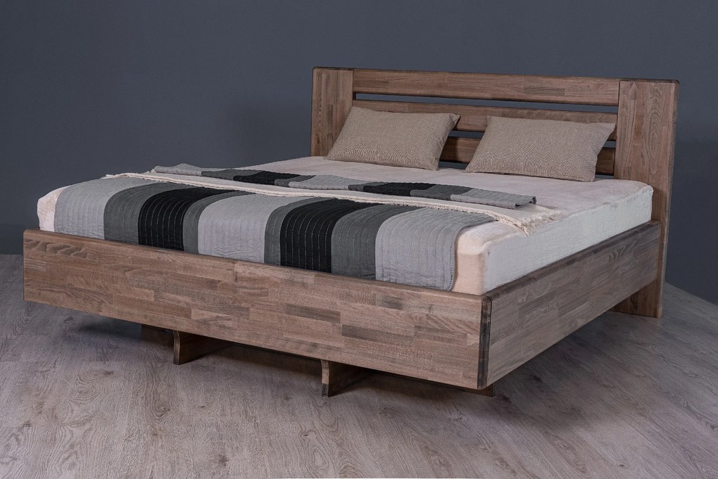 Masivní postel PEGAS - Solwo Design Dřevo a odstín oleje: BUK Cink - Olej odstín BO104, Rozměr spací plochy: 140x200