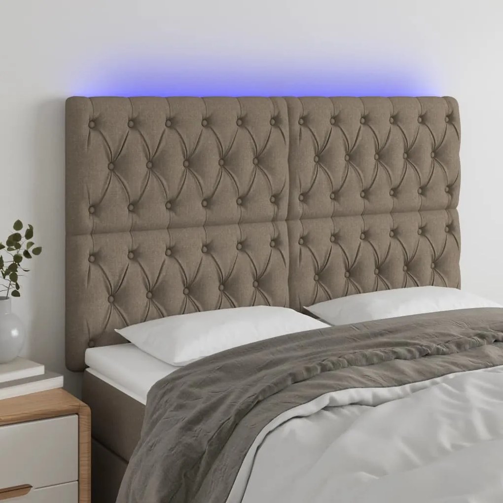 Čelo postele s LED taupe 144x7x118/128 cm textil