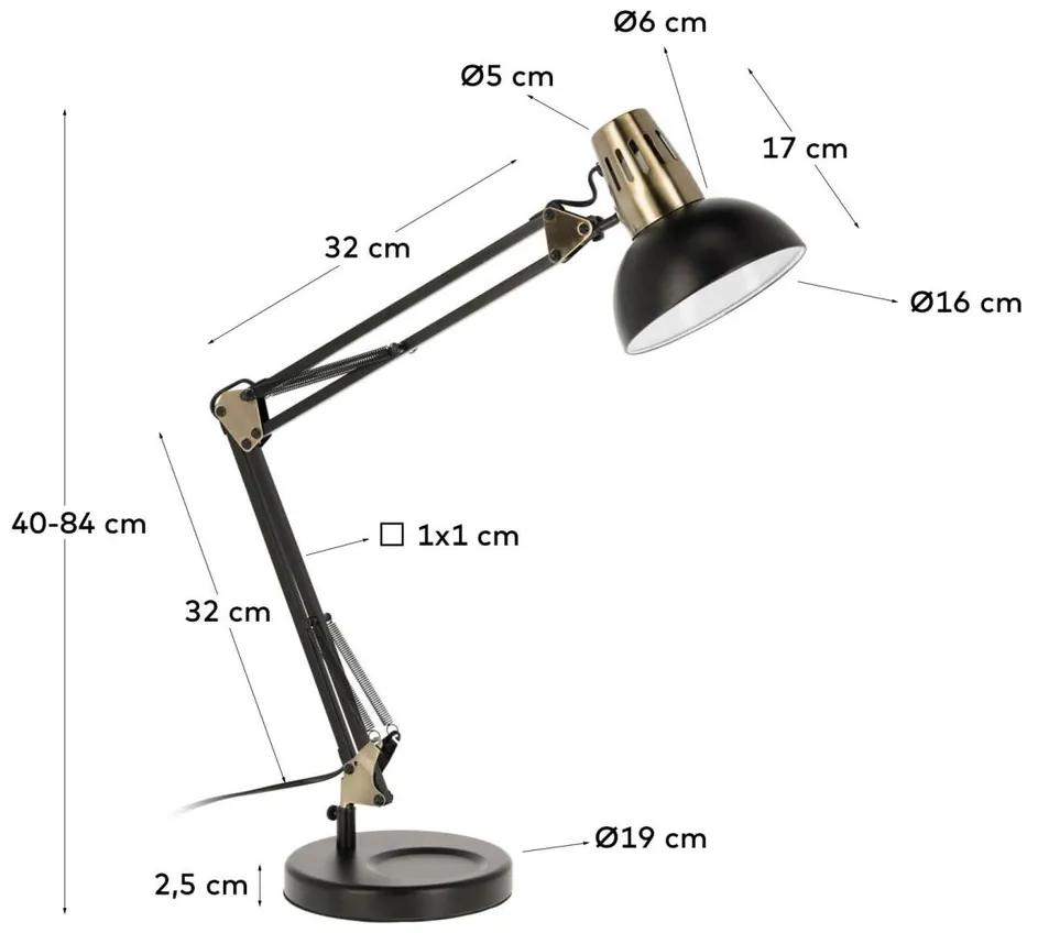 OnaDnes -20% Černá kovová stolní lampa Kave Home Kristine
