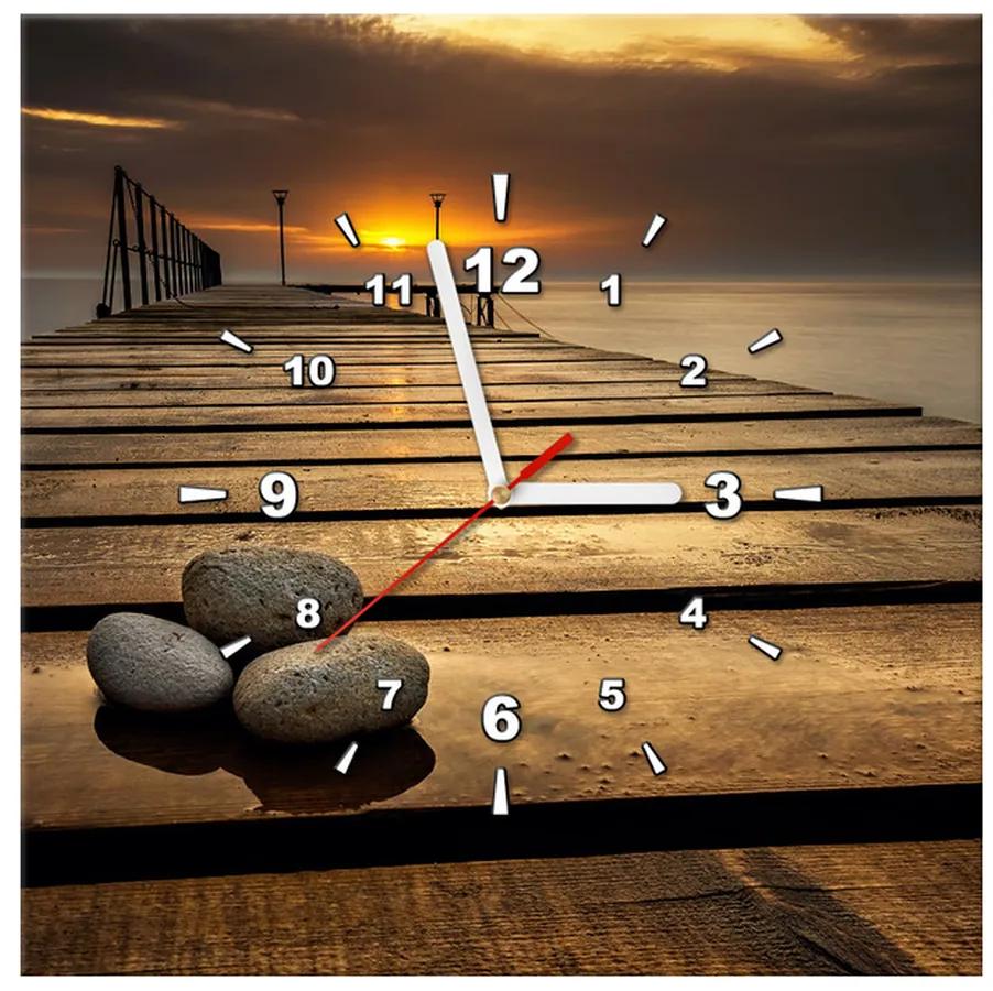 Gario Obraz s hodinami Nádherné ráno při molu Rozměry: 40 x 40 cm