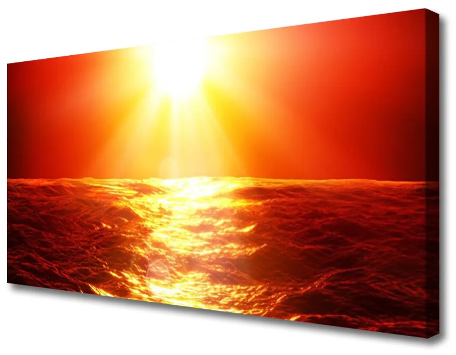 Obraz na plátně Západ Slunce Moře Vlna 120x60 cm