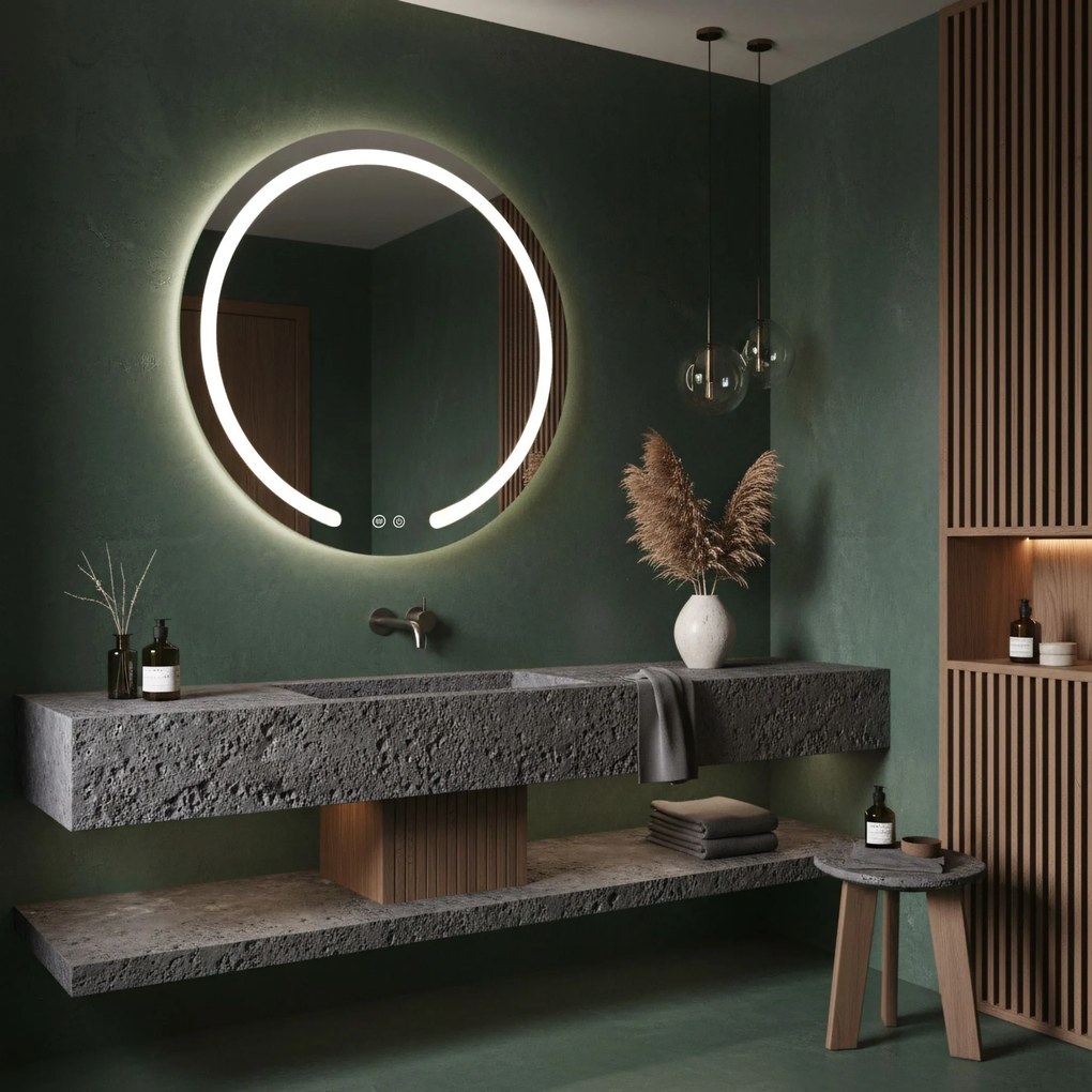 Tutumi Zrcadlo Modern ⌀90 cm s vyhříváním a regulovatelným LED osvětlením HOM-00907