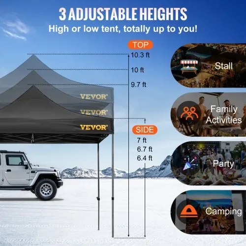 3,05 × 3,05 m vyskakovací stan s baldachýnem