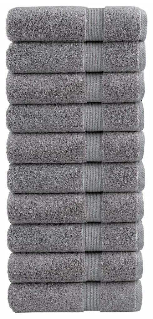 Prémiové ručníky do sprchy SOLUND 10 ks šedé 70x140 cm 600 g/m² 137310
