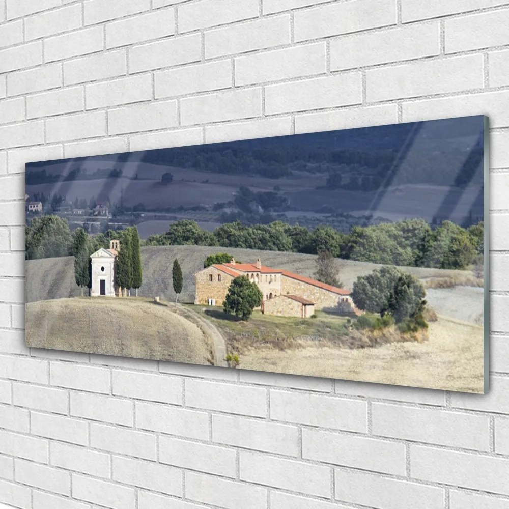 akrylový obraz Louka Stromy Krajina 125x50 cm