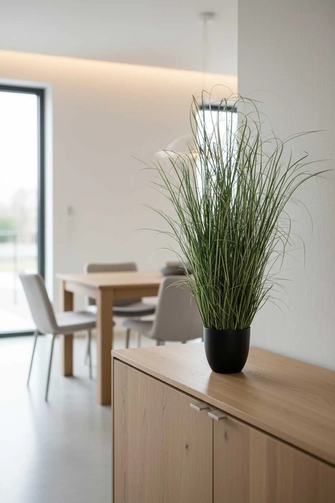 Umělá tráva v černém květináči GREVY, výška 85 cm, plast, zelená