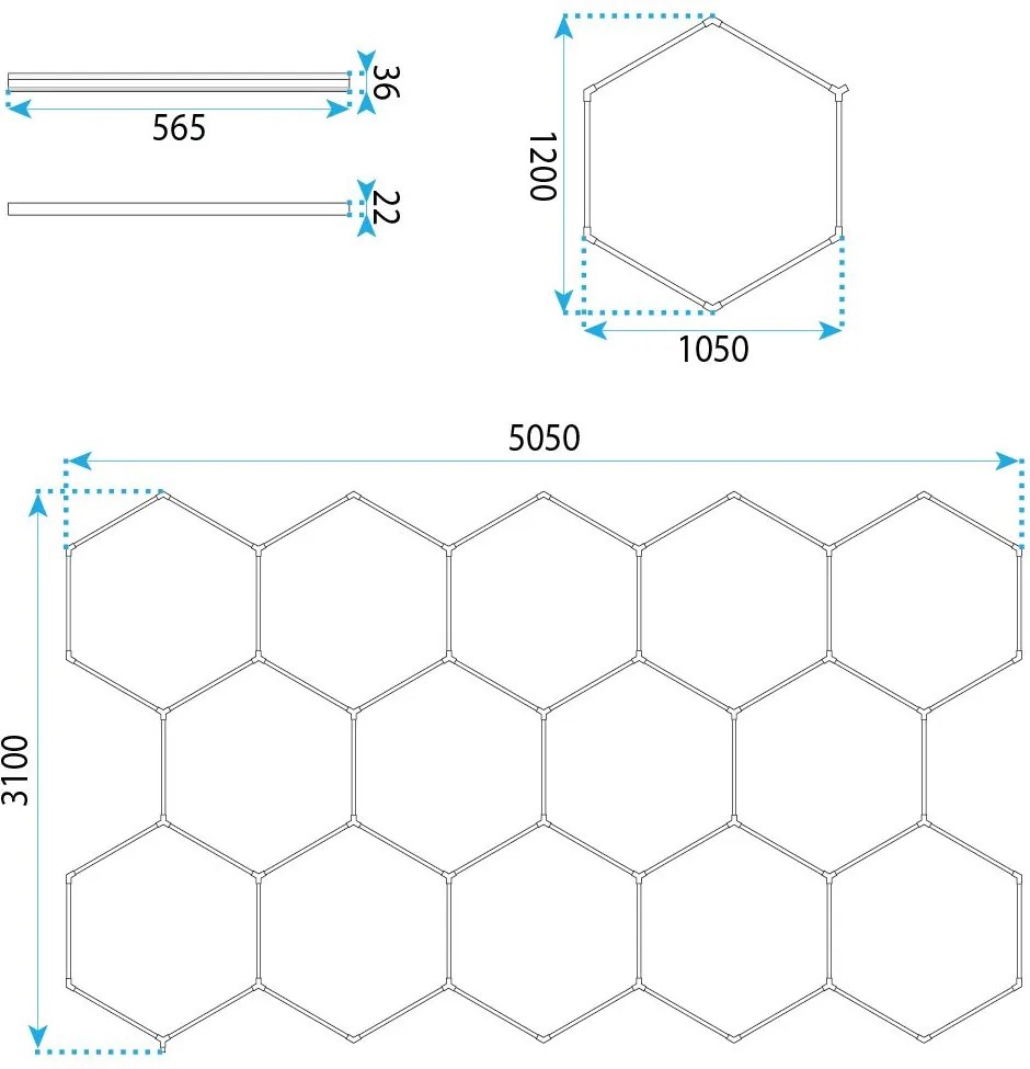 Toolight Toolight, LED stropní svítidlo HEXAGON, JNH052-H, bílá, OSW-56244