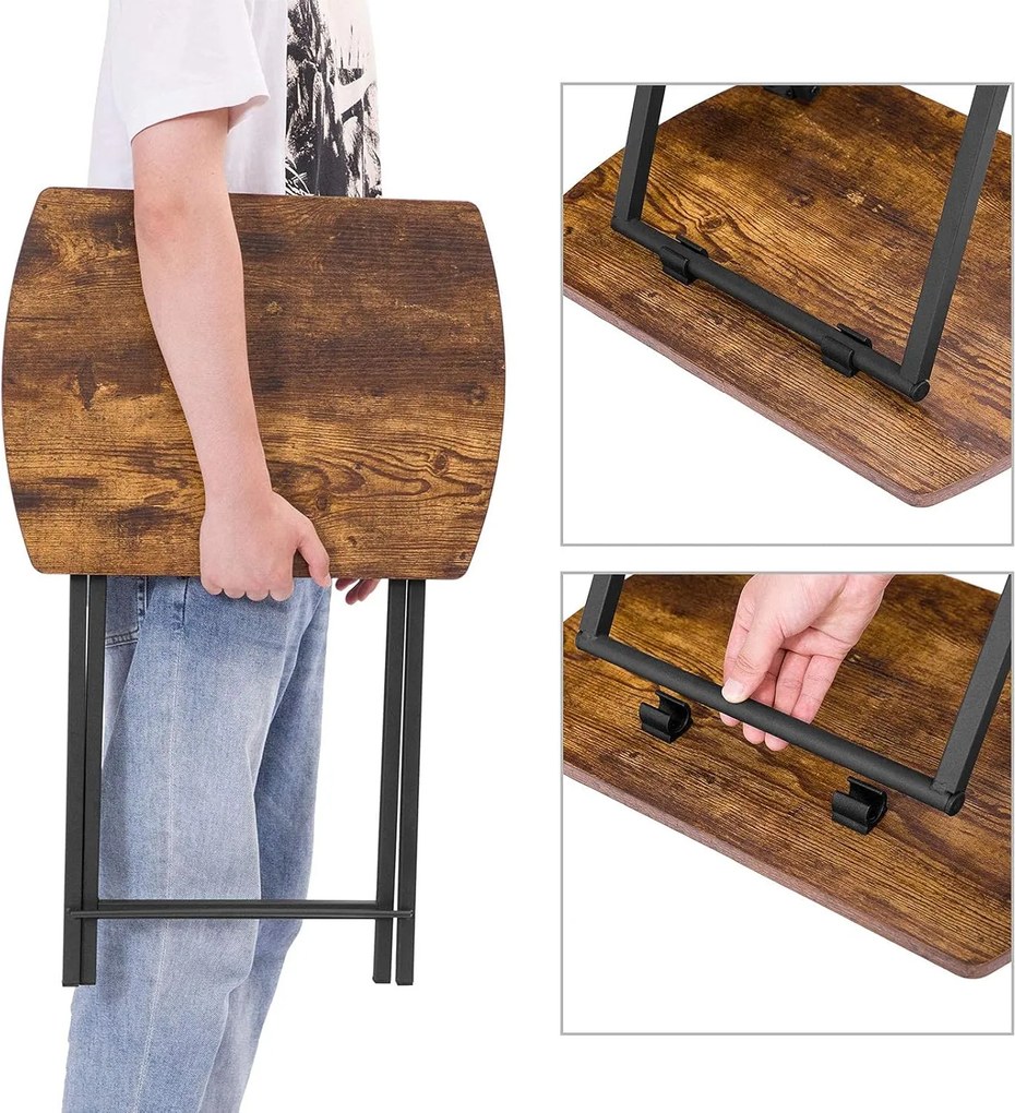 Skládací odkládací stolek Vasagle Fiona 48 cm hnědý/černý