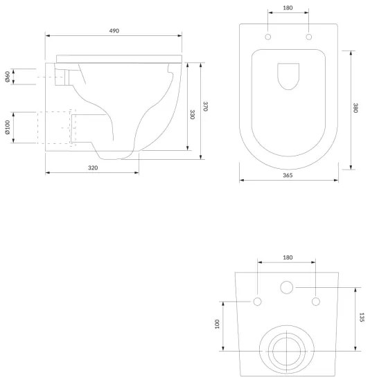 OMNIRES OTTAWAMWBM - Závěsné WC s prkénkem SoftClose OTTAWA keramika/matná bílá