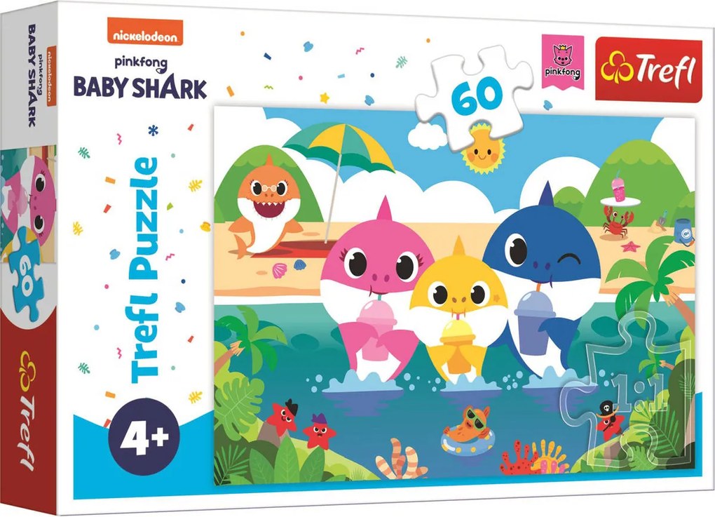 TREFL PUZZLE Baby Shark s rodinou na dovolené 33x22cm skládačka 60 dílků tr17370