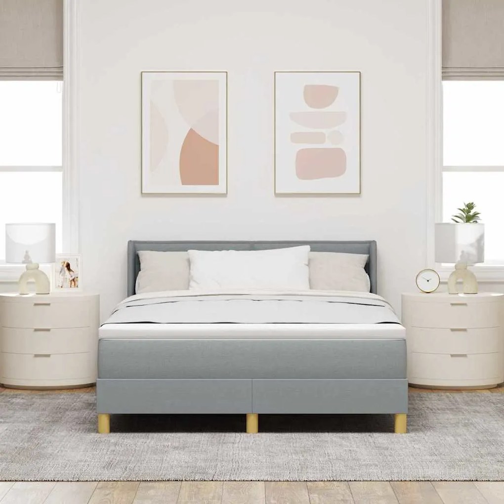 Postel s boxspringem s matrací Světle šedá 190 x 140 cm textil 3341223