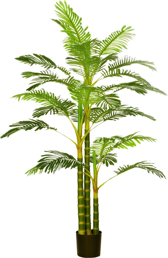 Umělá palma HOMCOM 190 cm, umělá rostlina v květináči, plastová umělá palma, dekorativní umělá rostlina do obývacího pokoje, ložnice, kanceláře nebo z