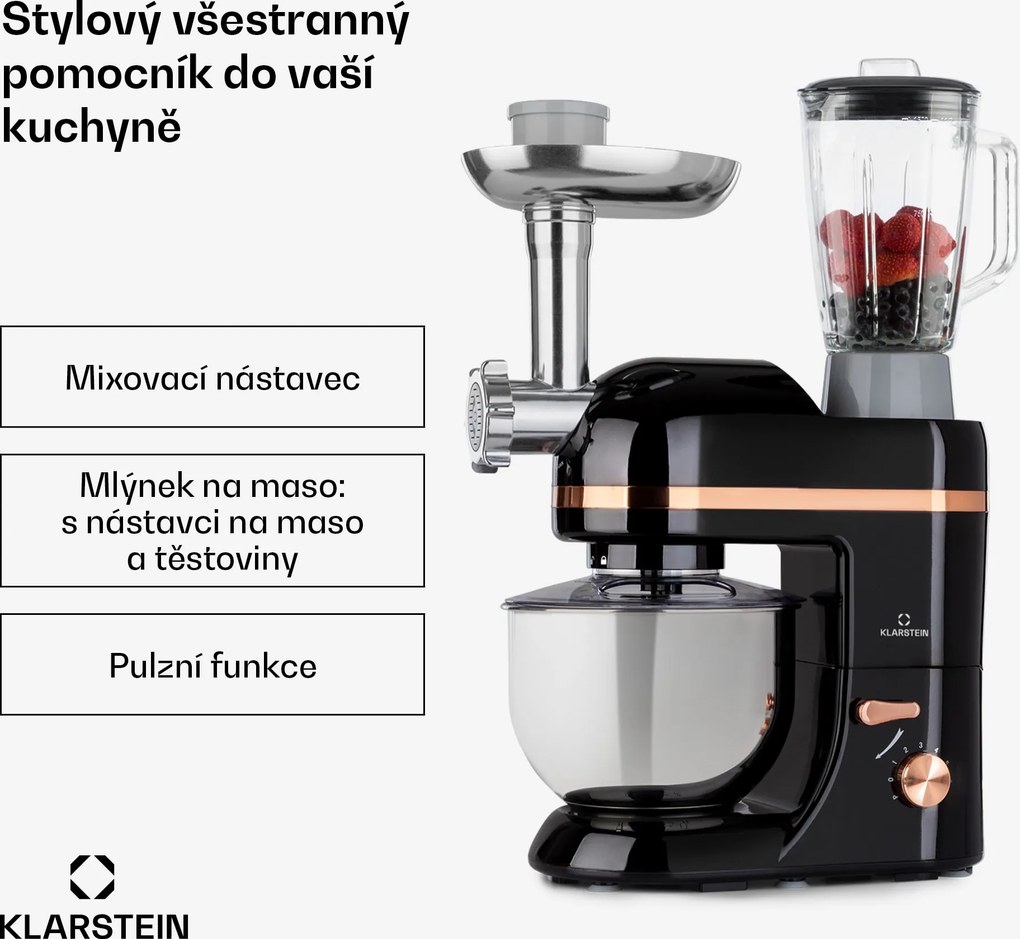 Klarstein Lucia Elegance, kuchyňský robot, mixér, mlýnek, 1800W, bez BPA