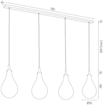 Argon 1740 - Lustr na lanku OAKLAND 4xG9/6W/230V