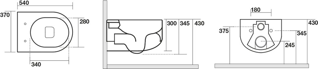 Kerasan Kerasan, FLO závěsná WC mísa, Rimless, 37x54 cm, bílá, 311101