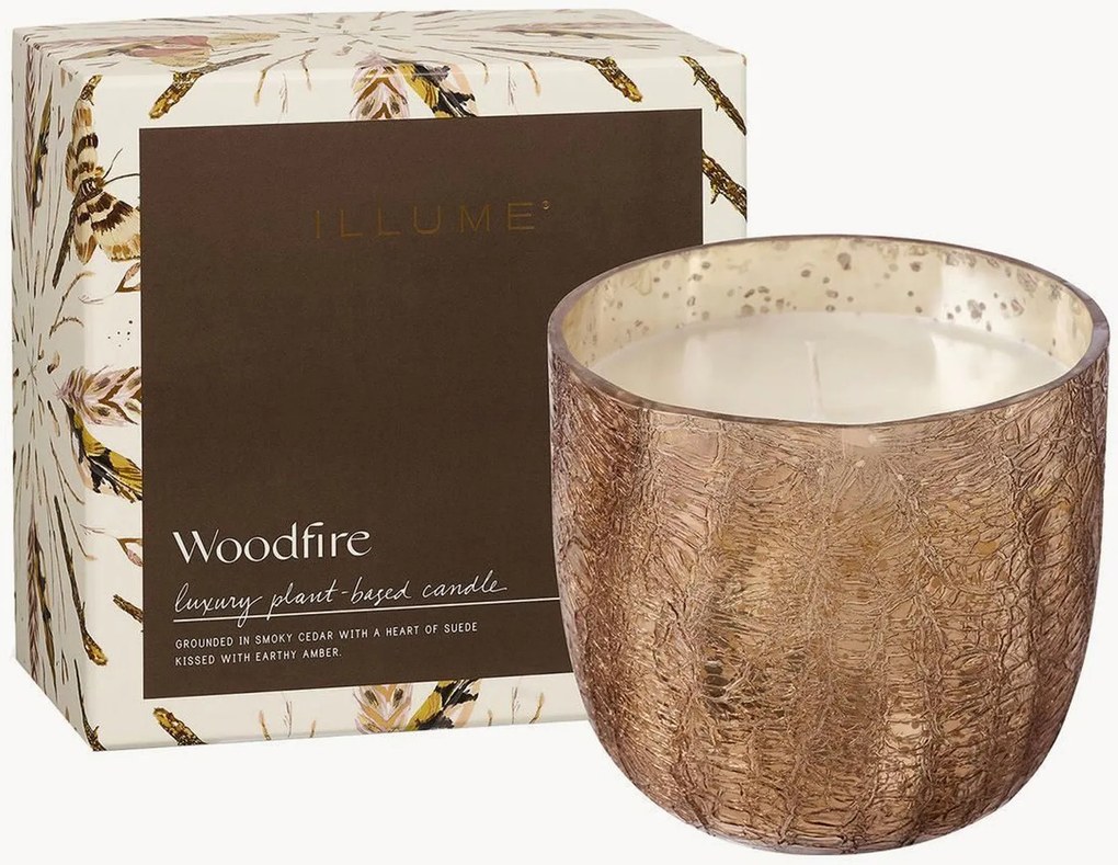 Vonná svíčka Woodfire (jantar, semiš, cedr)
