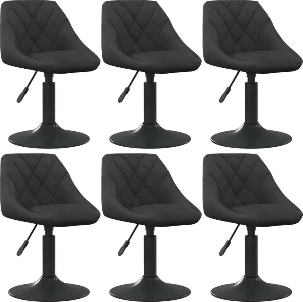 vidaXL Otočné jídelní židle 6 ks samet [3088803] Barva: Černá