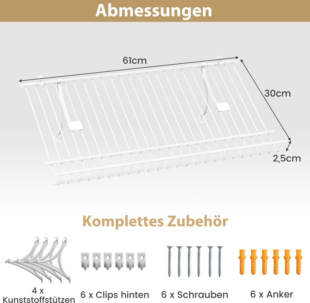 Costway Sada 2 nástěnných věšáků na boty Kovový drátěný úložný organizér Sada