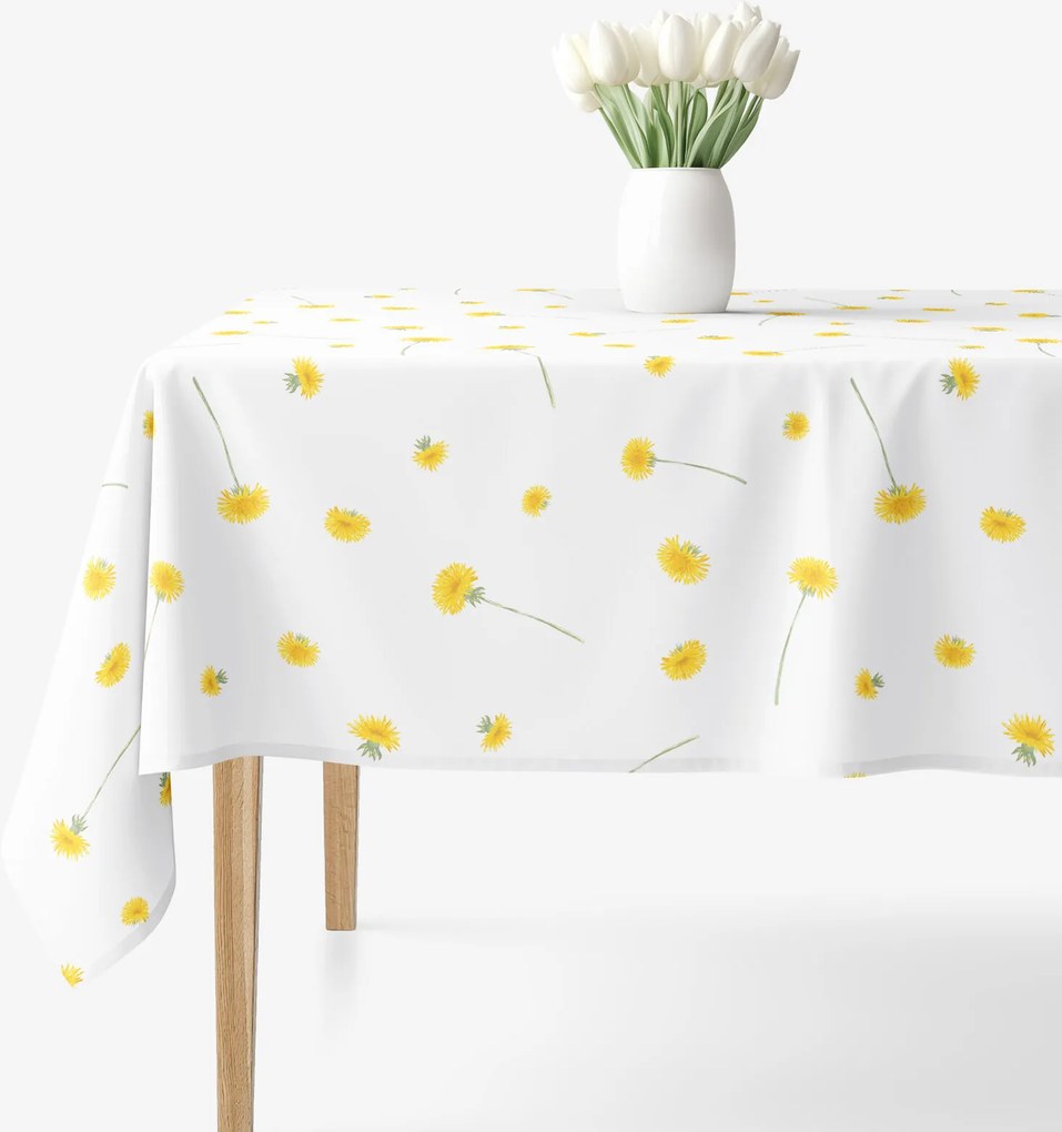 Goldea hranatý ubrus 100% bavlněné plátno - pampelišky 120 x 120 cm