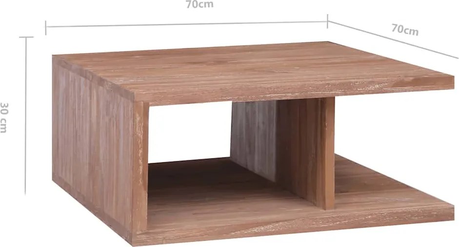 Konferenční stolek 70 x 70 x 30 cm masivní teakové dřevo 287898