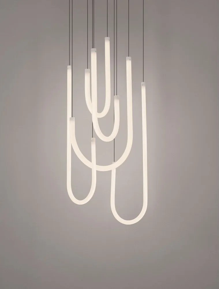 Bílé/matně černé ocelové LED stmívatelné závěsné svítidlo se stínidlem z akrylového skla ø 50 cm Topaz – Nova Luce