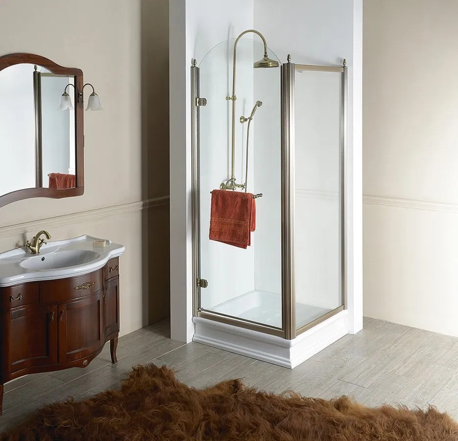 Gelco ANTIQUE sprchové dveře otočné, 900mm, levé, ČIRÉ sklo, bronz GQ1290LC