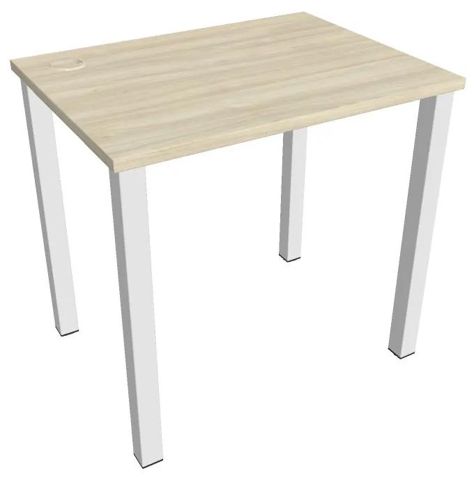 Stůl pracovní rovný 80 cm hl. 60 cm - Hobis Uni UE 800 Dekor stolové desky: akát, Barva nohou: bílá