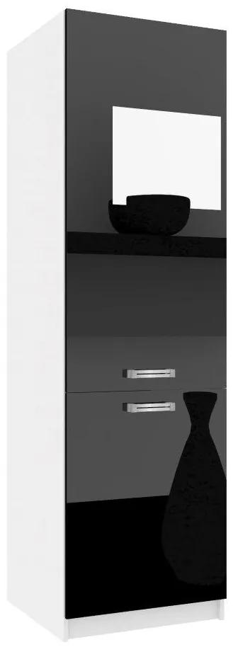Vysoká kuchyňská skříňka Belini na vestavnou lednici 60 cm černý lesk  INF SSL60/1/WT/B/0/D