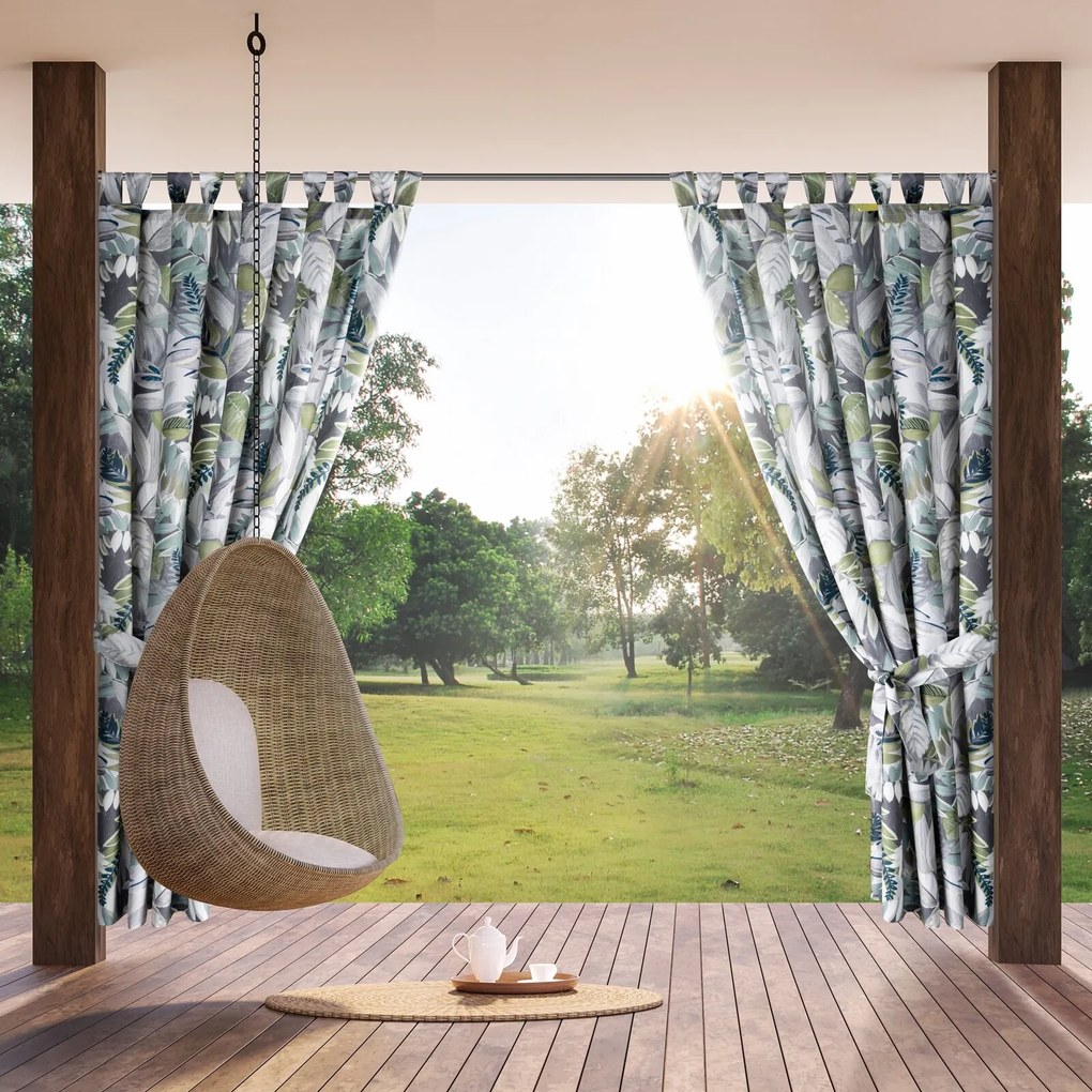 ZAHRADNÍ VODĚODOLNÝ ZÁVĚS NA POUTKÁCH GARDEN 155X200 CM LISTY