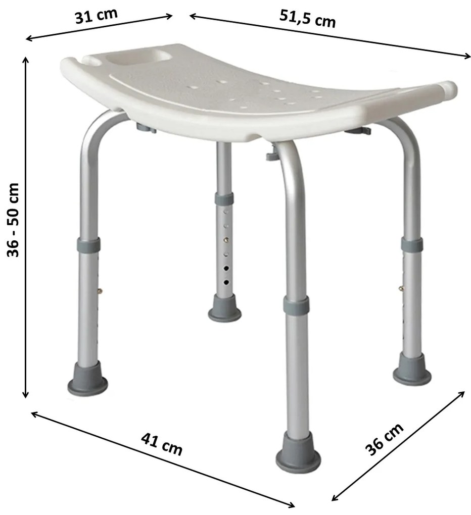 VMBal Stolička do sprchy hranatá - S DRŽÁKEM SPRCHY