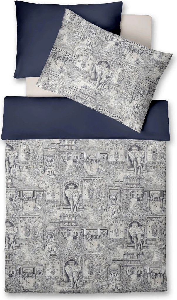 XXXLutz POVLEČENÍ, makosatén, tmavě modrá, šedomodrá, 140/200 cm Fleuresse - Povlečení - 003273008303