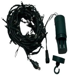 LED světýlka na baterie, venkovní, 5,2 m, ledově bílá, tmavě zelený kabel, IP44, 4 × AA