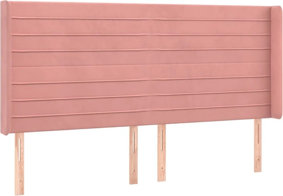 Box spring postel s matrací a LED růžová 200x200 cm samet 3139648