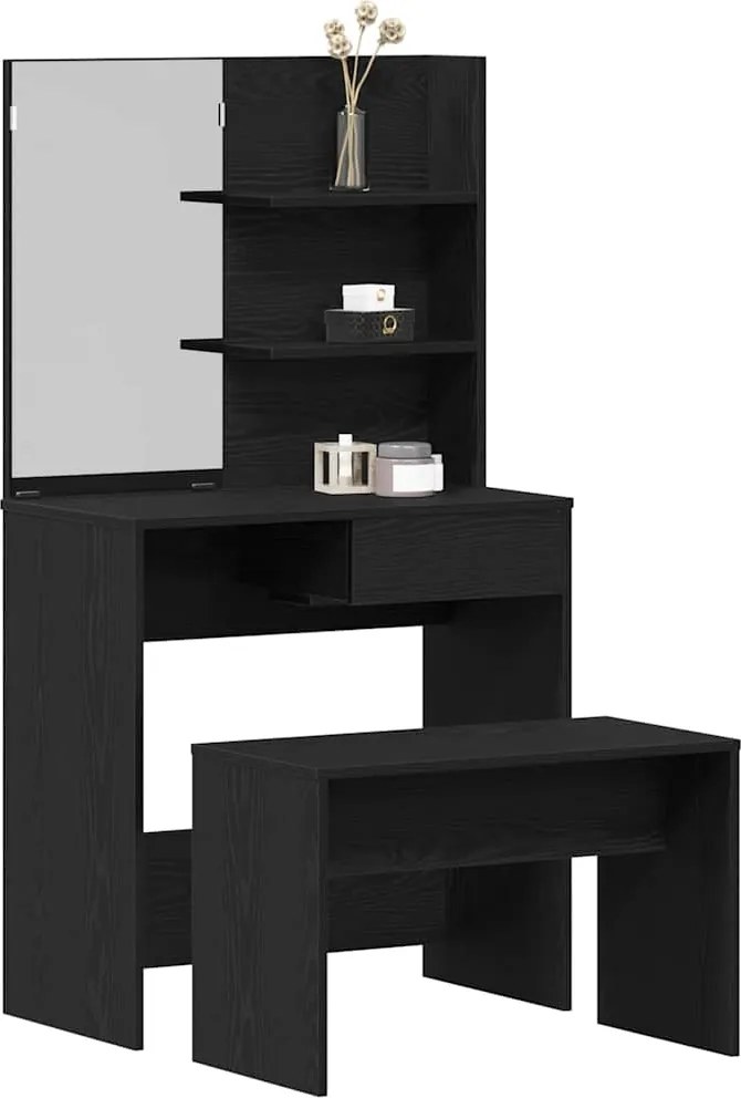 Sada toaletního stolu 2 ks Černý dub 74,5 x 40 x 141 cm 3333071