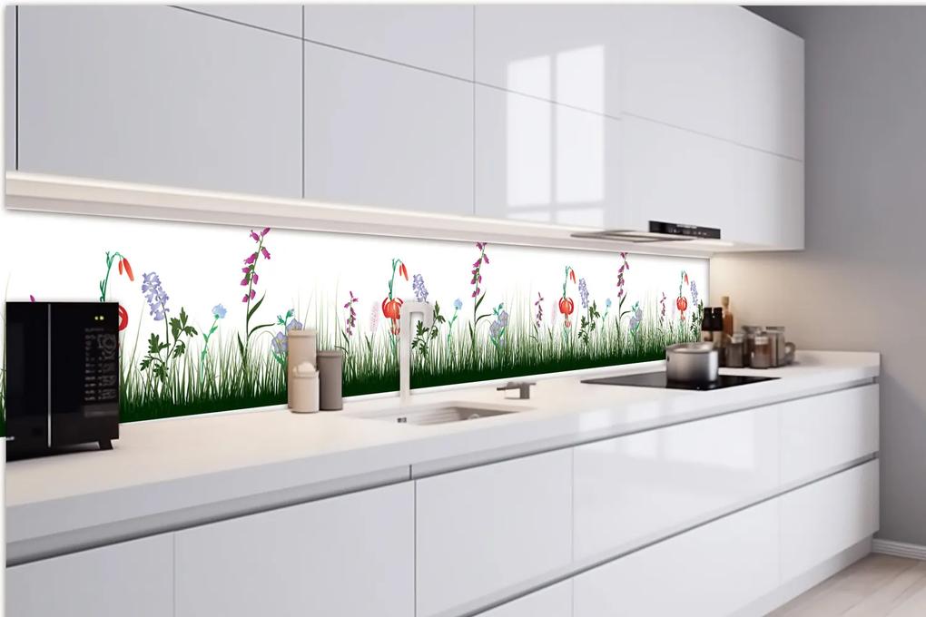 DIMEX | Fototapeta do kuchyně Luční design KI-420-182 | 420 x 60 cm | zelená, bílá, červená