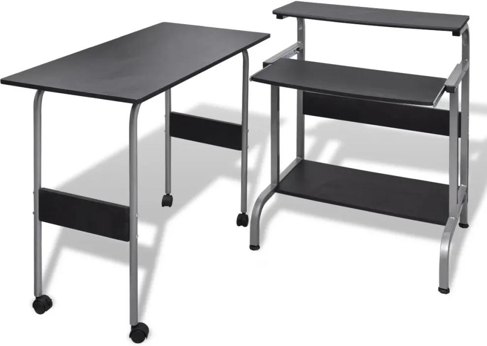 Počítačový stůl + nastavitelný pracovní stůl | černý