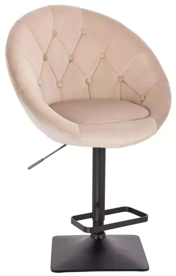 LuxuryForm DESIGN Barová židle VERA VELUR na černé hranaté podstavě - latte