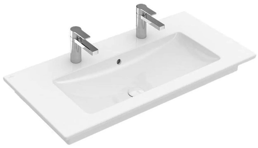 Villeroy & Boch Venticello - Umyvadlo nábytkové 100x50 cm, s přepadem, 2 otvory pro baterii, CeramicPlus, alpská bílá 4104AKR1
