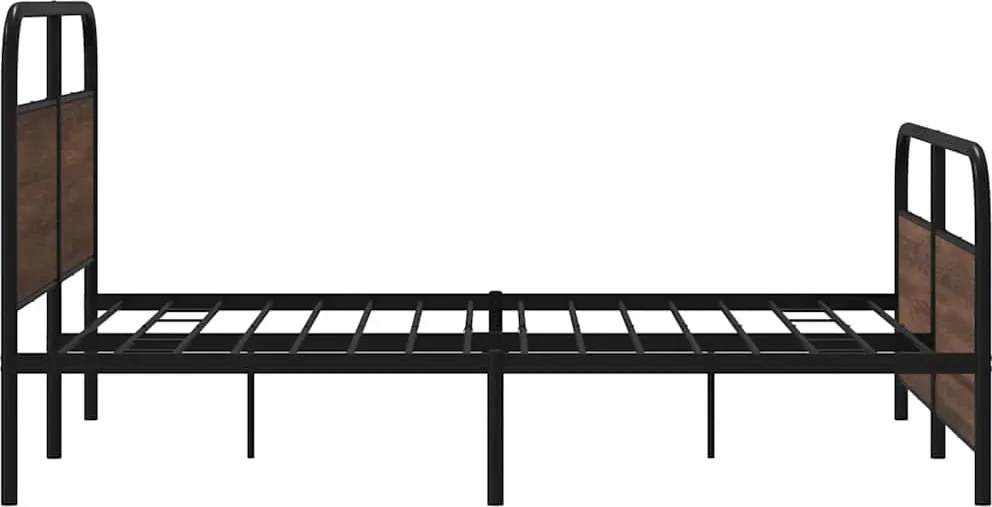 Kovový rám postele bez matrace hnědý dub 160 x 200 cm 3318664