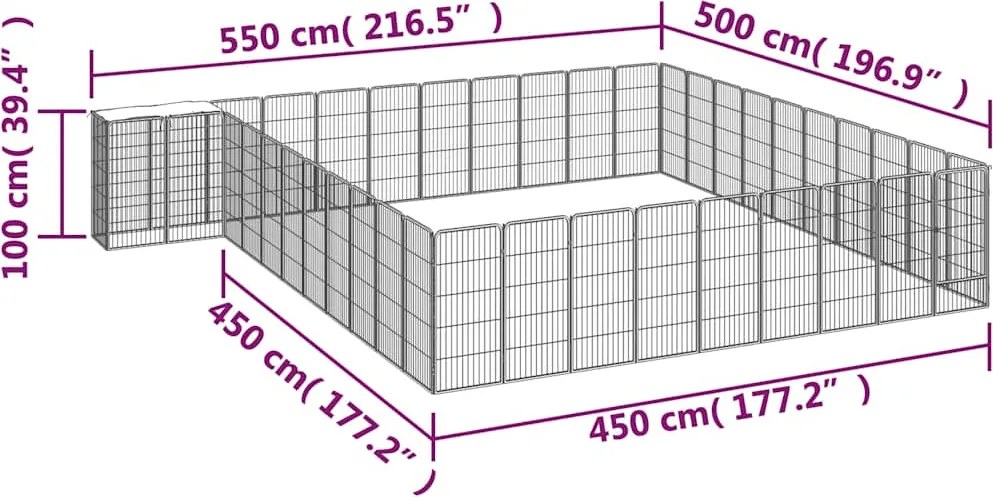 42panelová ohrádka pro psy černá 50 x 100 cm práškovaná ocel 3115956