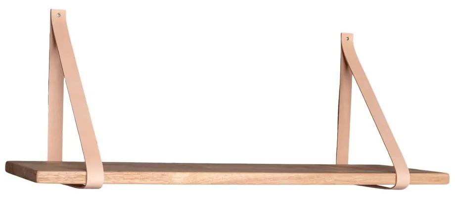 Dřevěná police s koženými úchytkami House Nordic Forno, 120 x 20 cm