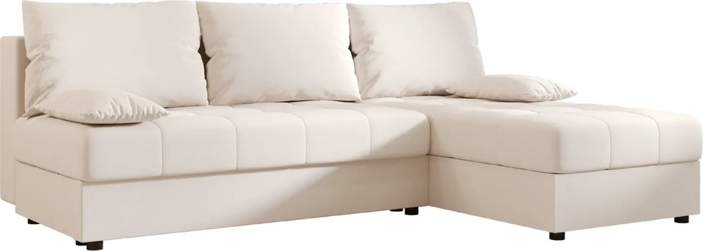 Rozkládací oboustranná sedací souprava do L VENORIA SLIM 200x143 cm, krémová + 2 polštářky ZDARMA